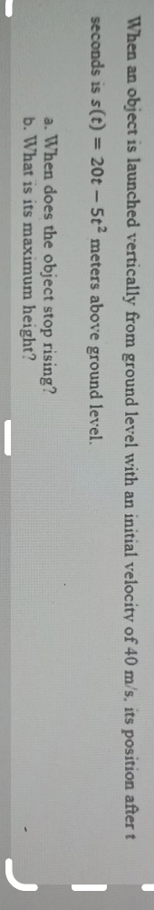 Solved When an object is launched vertically from ground | Chegg.com