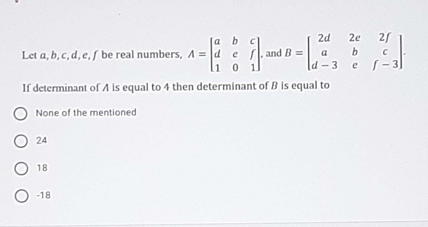 Solved b 2e a с 2d Let a, b,c,d,e, ſ be real numbers, 1 = de | Chegg.com