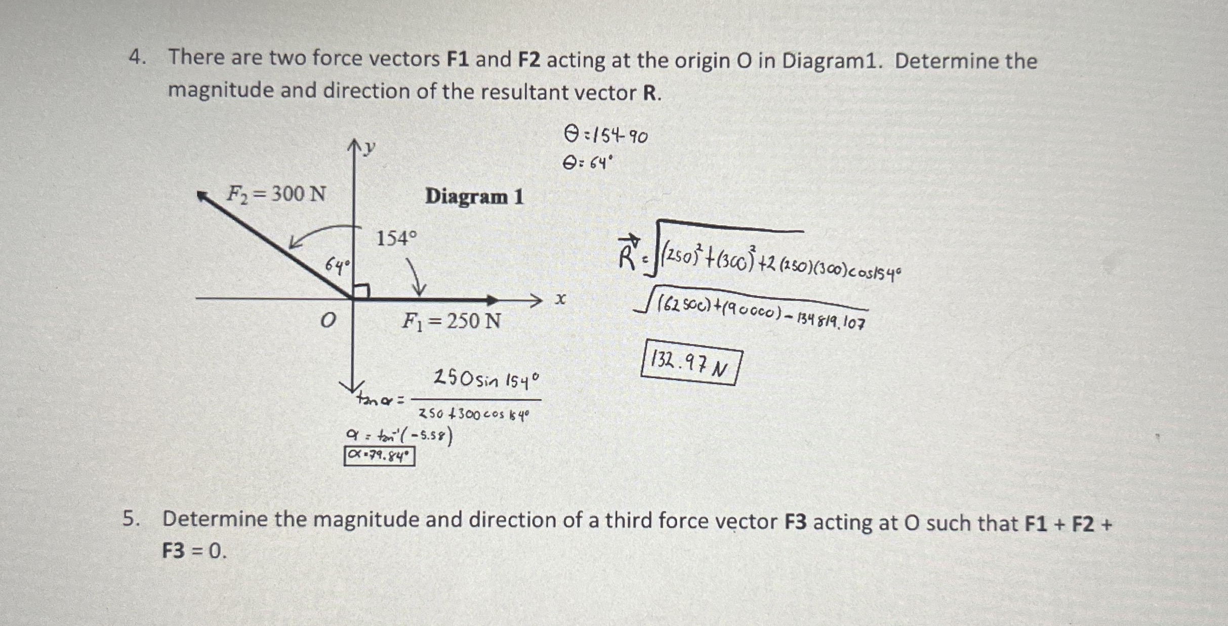 Solved There are two force vectors F1 ﻿and F2 ﻿acting at the | Chegg.com