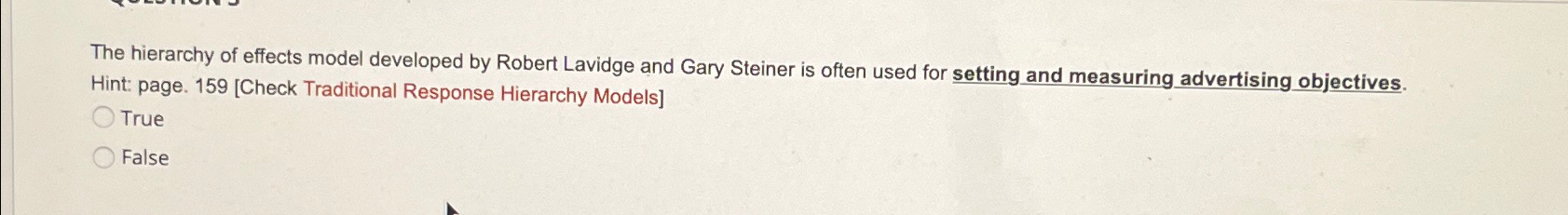 Solved The hierarchy of effects model developed by Robert | Chegg.com