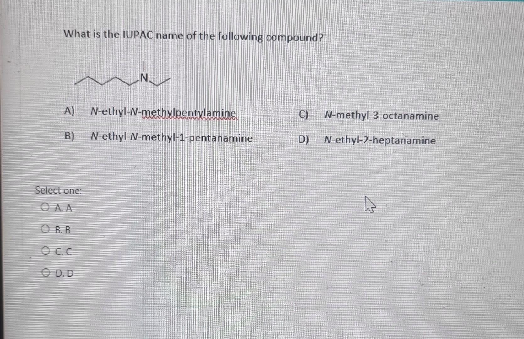 Solved What is the IUPAC name of the following compound? A) | Chegg.com