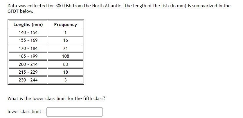 Solved Data was collected for 300 ﻿fish from the North | Chegg.com
