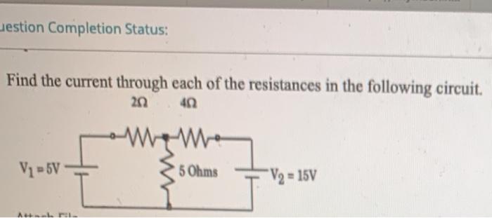 Solved Lestion Completion Status: Find the current through | Chegg.com