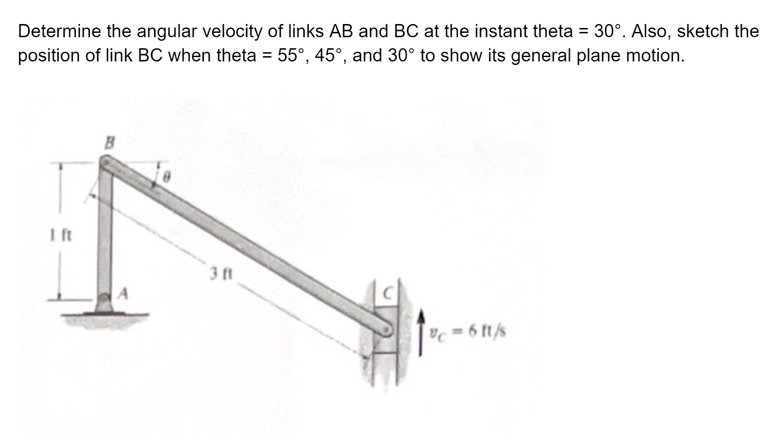 Solved Determine the angular velocity of links AB ﻿and BC | Chegg.com