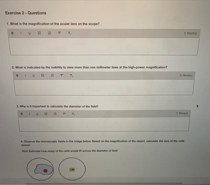 Solved Exercise 2 - Questions 1. What is the magnification | Chegg.com