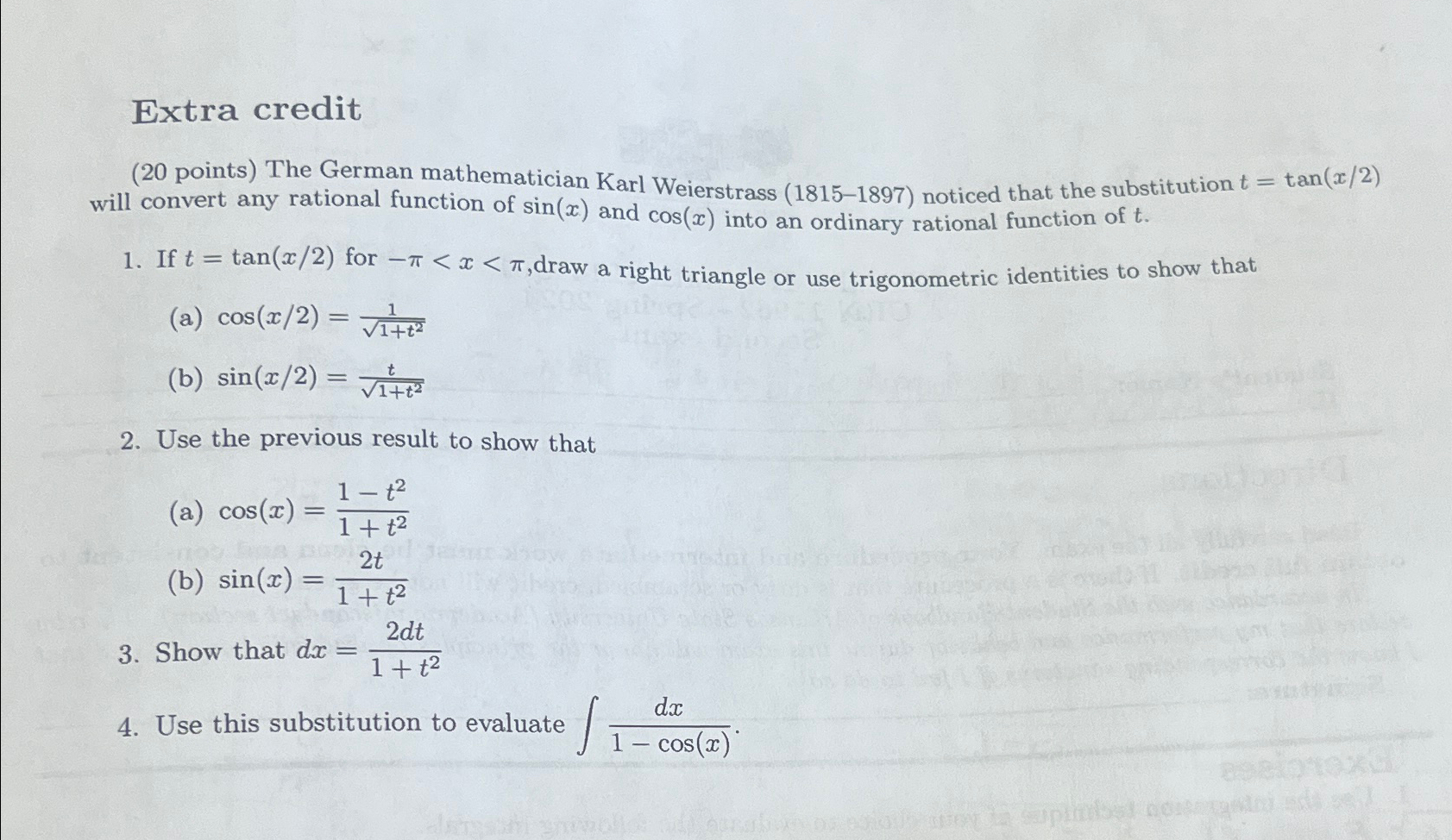 Solved Extra credit(20 ﻿points) ﻿The German mathematician | Chegg.com