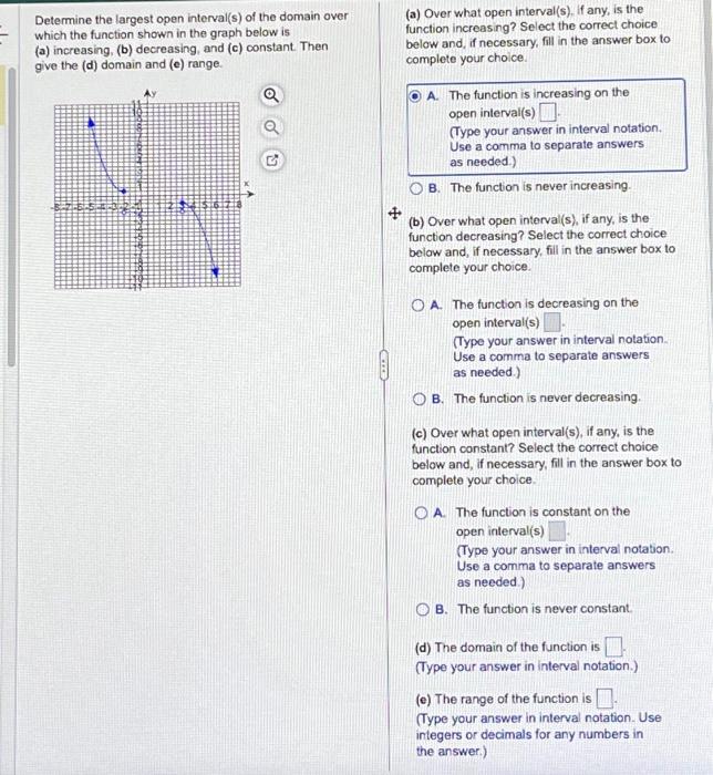 Solved Determine the largest open interval(s) of the domain | Chegg.com