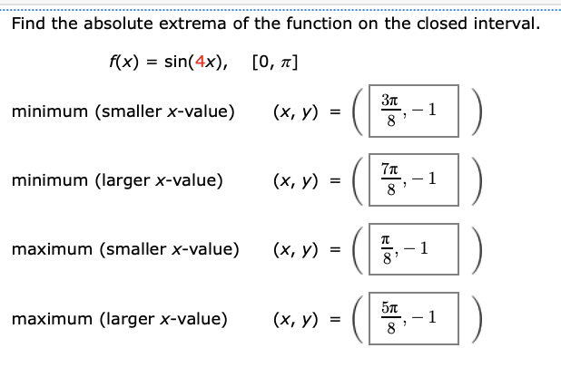 Solved Find the absolute ﻿extrema of ﻿the function on ﻿the | Chegg.com
