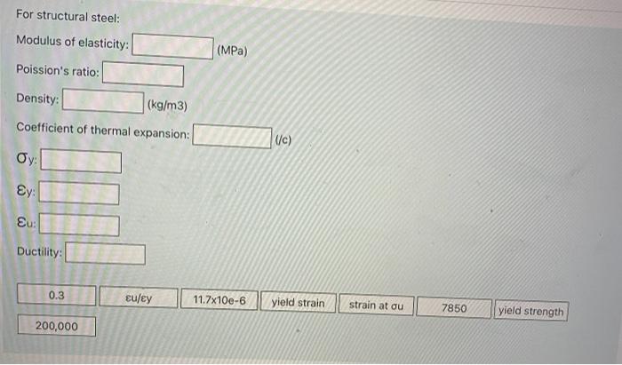Solved For structural steel: Modulus of elasticity: (MPa) | Chegg.com