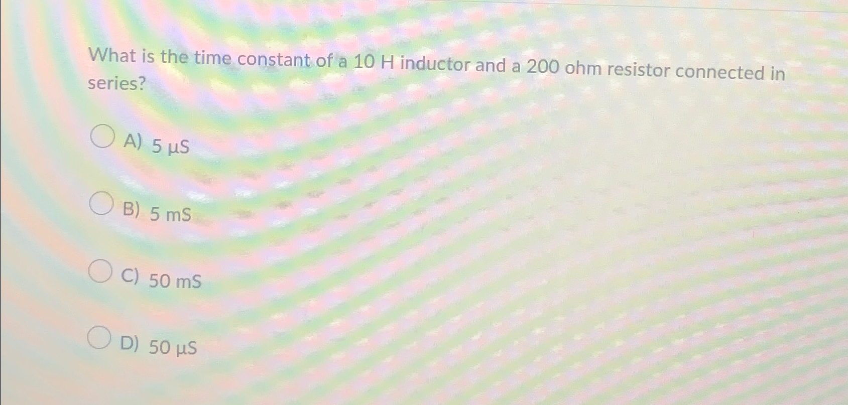 Solved What is the time constant of a 10H ﻿inductor and a | Chegg.com