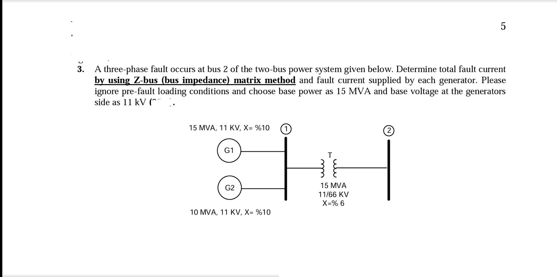 Solved A three-phase fault occurs at bus 2 of the two-bus | Chegg.com
