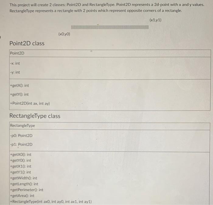 Solved This project will create 2 classes: Point2D and | Chegg.com