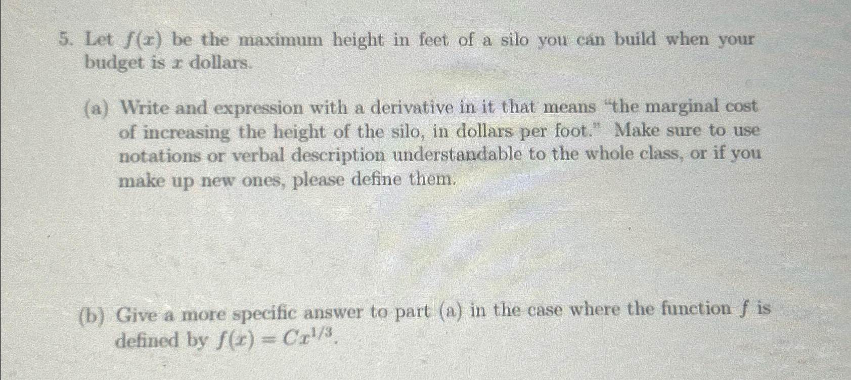 Solved Let f(x) ﻿be the maximum height in feet of a silo you | Chegg.com