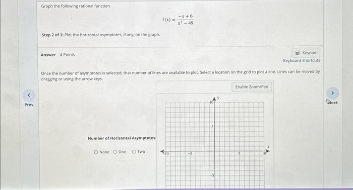 Solved Groph the following rational function. f(x)=x2−49−x+6 | Chegg.com
