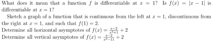 Solved What does it mean that a function f is differentiable | Chegg.com