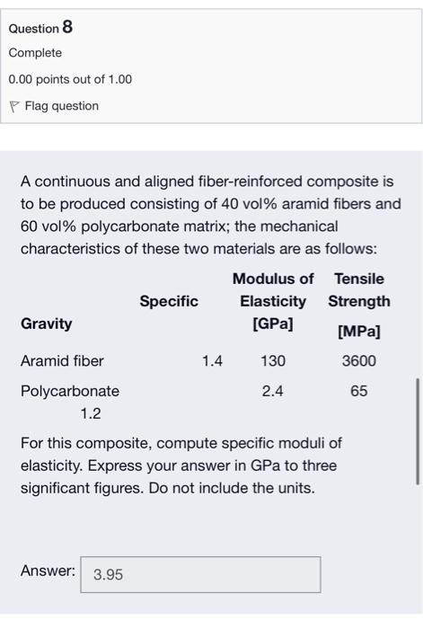 Solved Question 8 Complete 0.00 points out of 1.00 Flag | Chegg.com