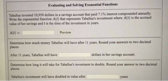 Solved Evaluating and Solving Exonential Functions TabaSue | Chegg.com