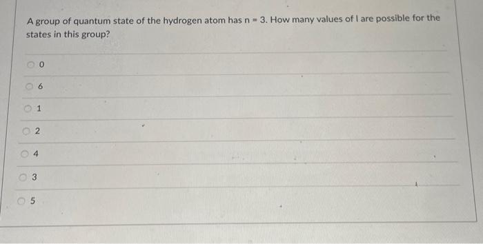 Solved A group of quantum state of the hydrogen atom has | Chegg.com