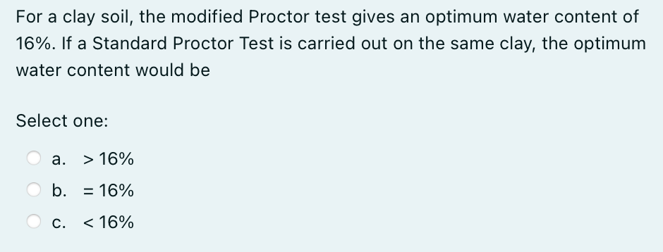 Solved For a clay soil, the modified Proctor test gives an | Chegg.com