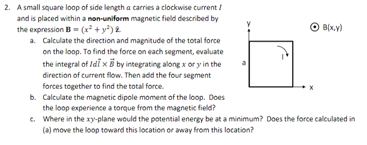 Solved A small square loop of side length a carries a | Chegg.com