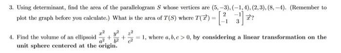 Solved 3. Using determinant, find the area of the | Chegg.com