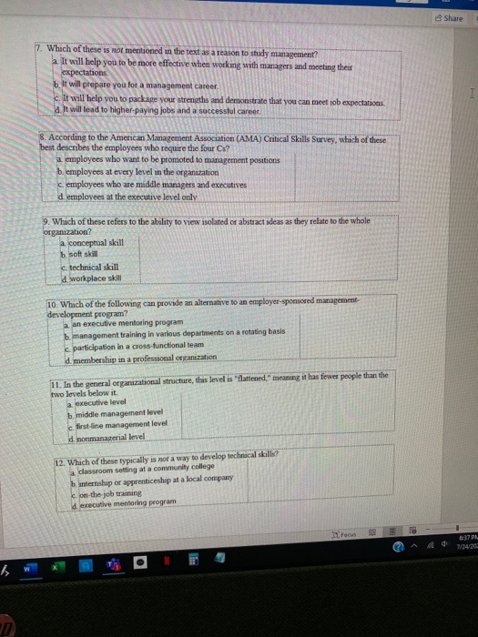 Solved Share 7. Which of these is not mentioned in the text | Chegg.com