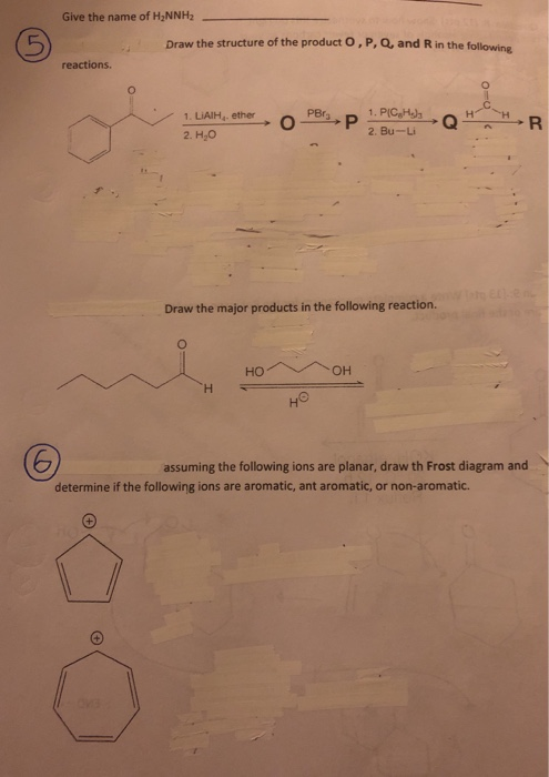 Solved Give the name of H2NNH2 Draw the structure of the | Chegg.com