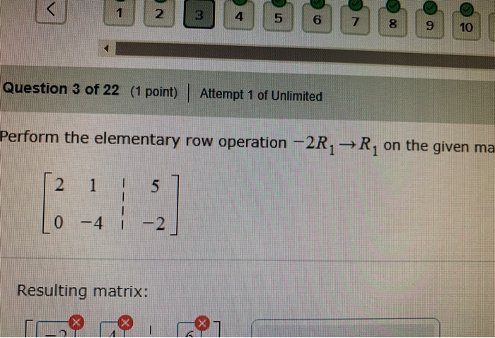 Solved Perform the elementary row operation -2R1+R, on the | Chegg.com