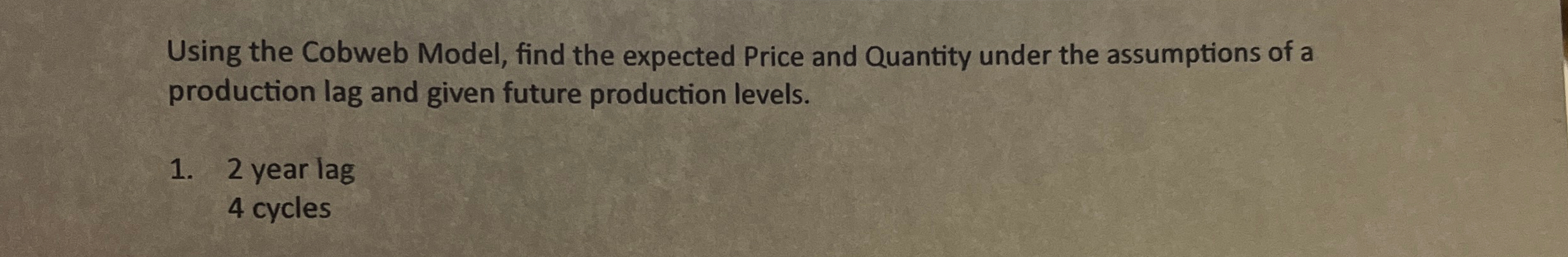 Solved Using the Cobweb Model, find the expected Price and | Chegg.com
