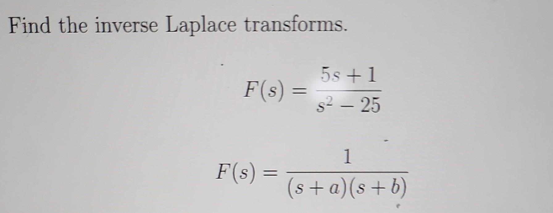 Solved Find the inverse Laplace transforms. | Chegg.com