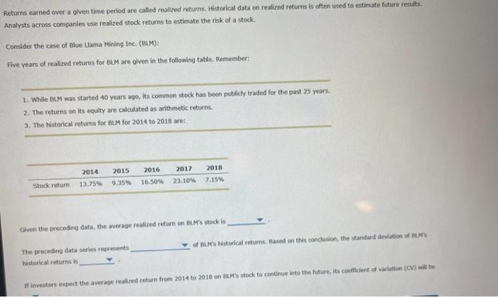 Solved Returns earned over a given time period are called | Chegg.com