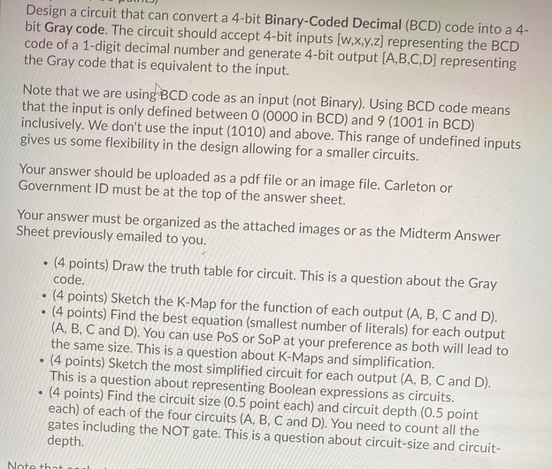 Solved Design a circuit that can convert a 4-bit | Chegg.com