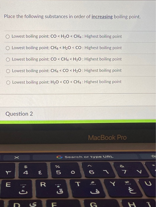 Solved Place the following substances in order of increasing | Chegg.com