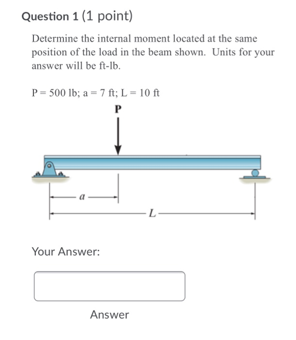 Solved Question 1 (1 point) Determine the internal moment | Chegg.com