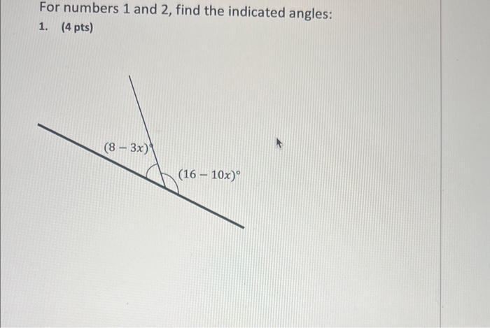 Solved For Numbers 1 And 2 Find The Indicated Angles 1