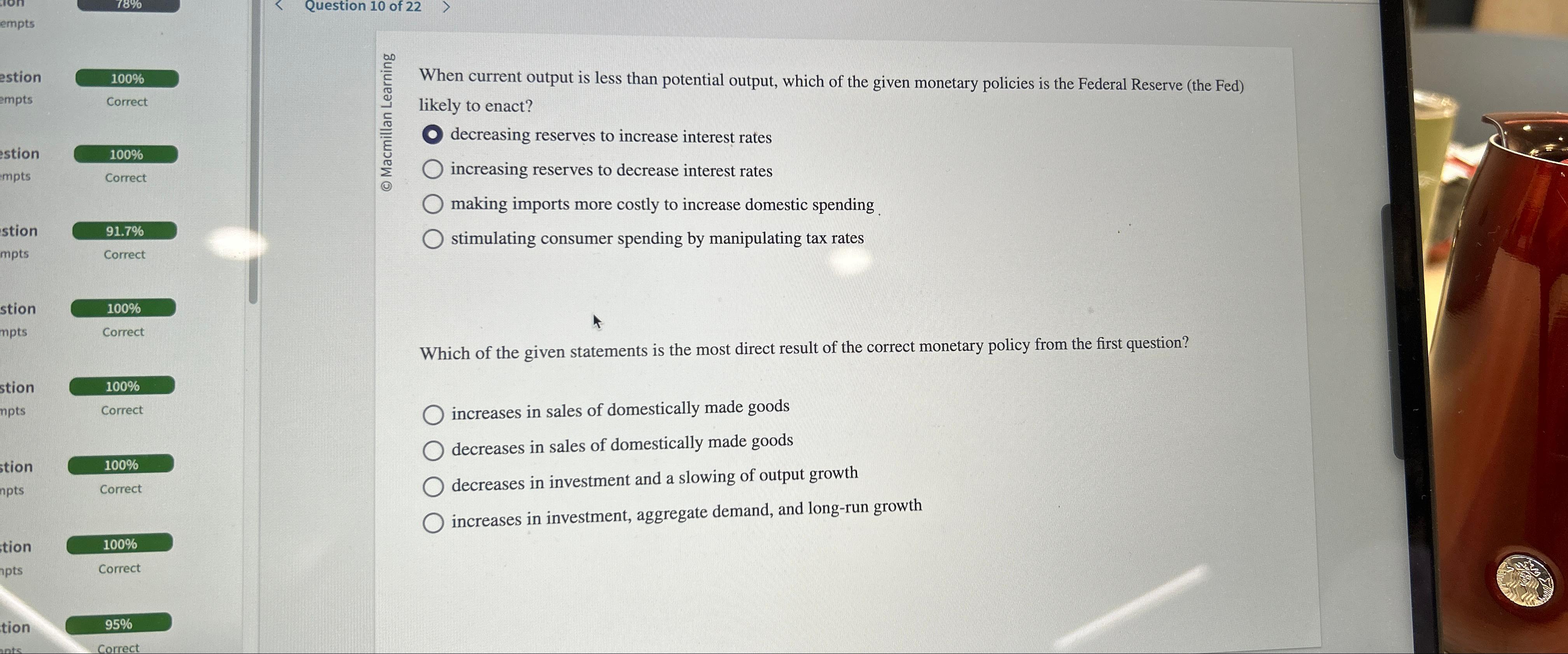 Solved Question 10 ﻿of 22100%CorrectWhen current output is | Chegg.com