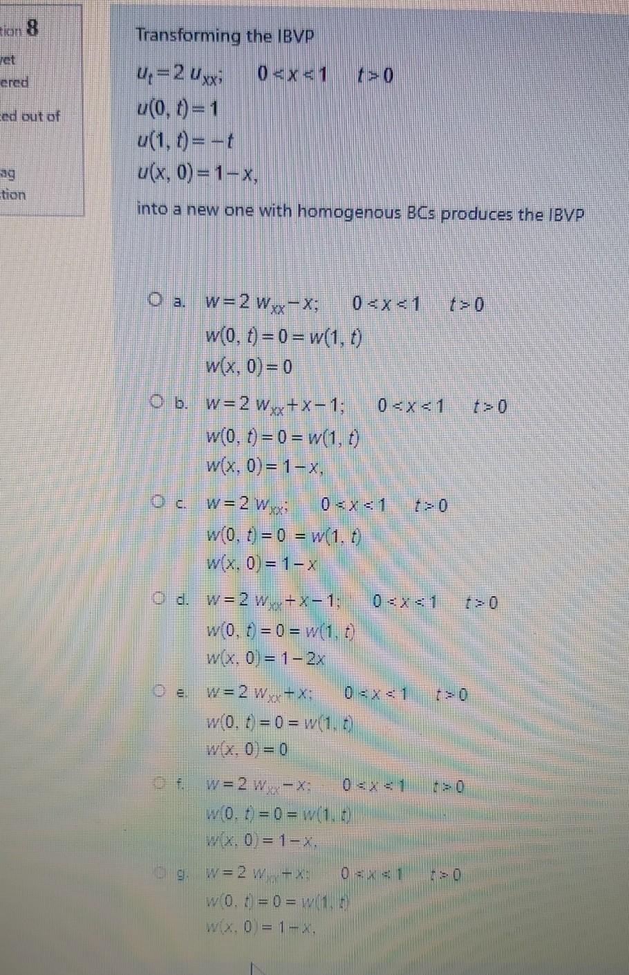Solved et ered cod out of Transforming the IBVP U= 2 Uxx; 0 | Chegg.com
