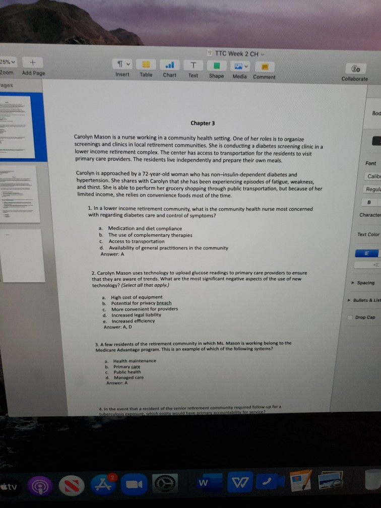 Solved TTC Week 2 CH Add Page Insert Table Chart Text Zoom | Chegg.com
