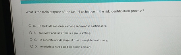 Solved What is the main purpose of the Delphi technique in | Chegg.com