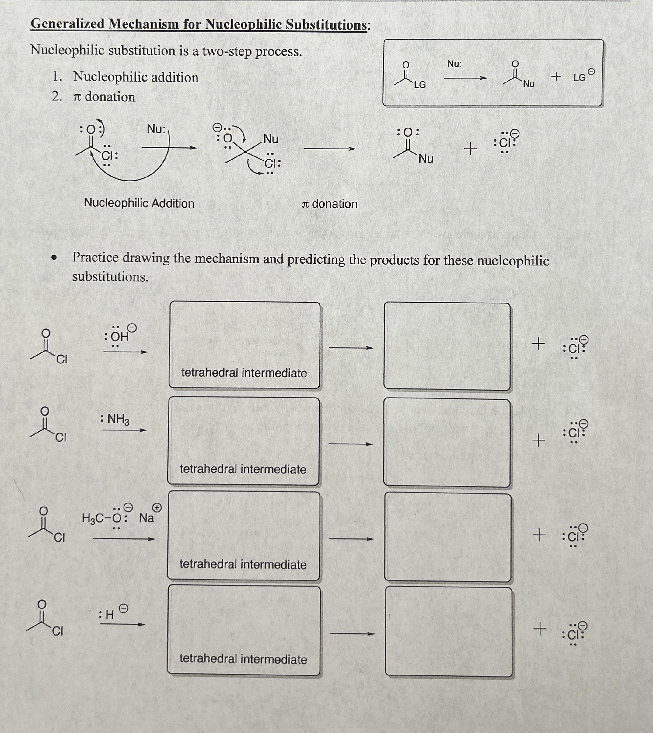 Solved Generalized Mechanism for Nucleophilic | Chegg.com