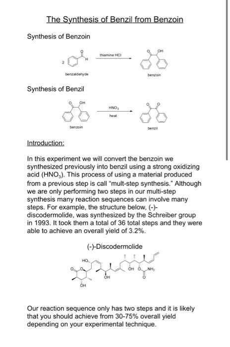 Solved ock Experiment 5 - Synthesis of Benzil 1. This | Chegg.com