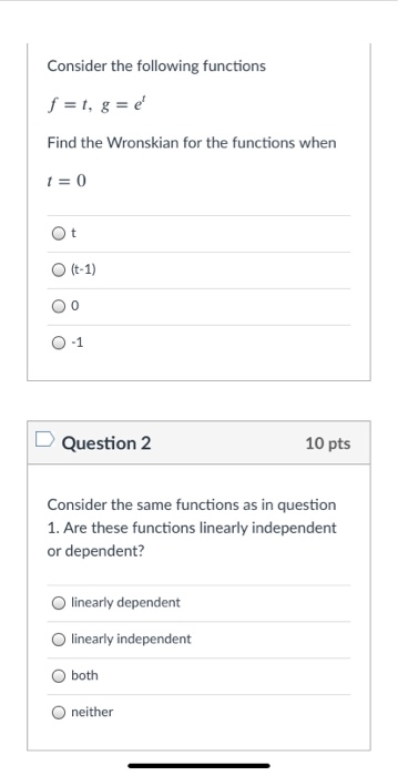 Solved Consider the following functions f = 1, gre Find the | Chegg.com