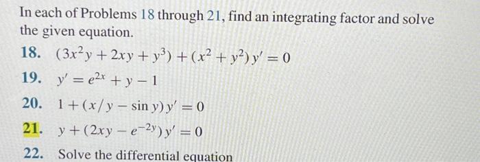 Solved In each of Problems 18 through 21 , find an | Chegg.com