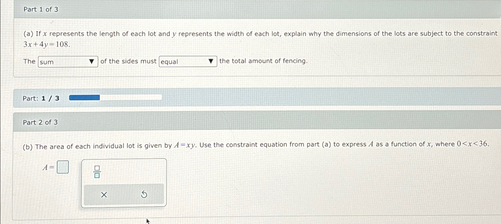 Solved Part 1 ﻿of 3(a) ﻿If x ﻿represents the length of each | Chegg.com