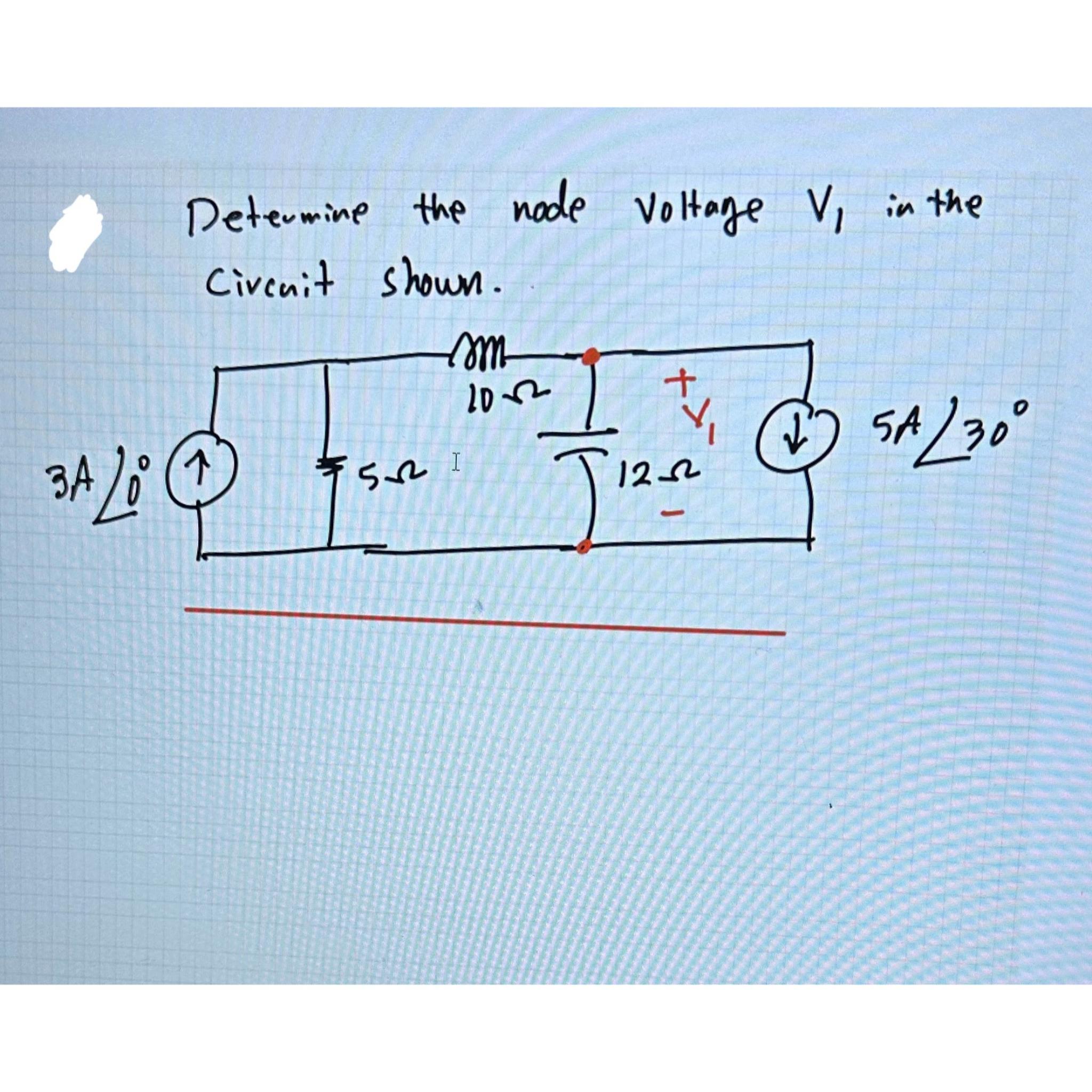 Determine the node Voltage V1 ﻿in the circuit shown. | Chegg.com