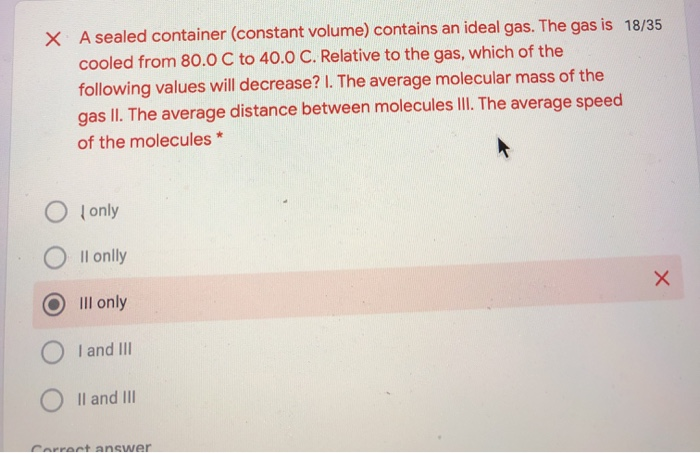 Solved X A sealed container (constant volume) contains an | Chegg.com