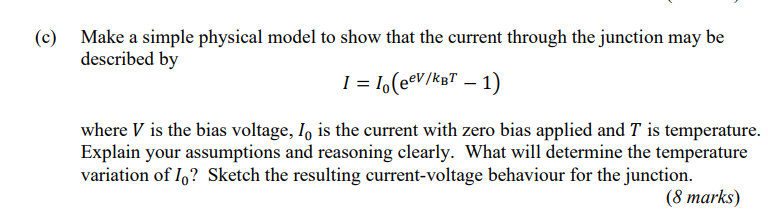 Solved (c) ﻿Make a simple physical model to show that the | Chegg.com