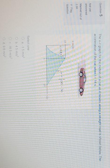 Solved Question 5 The v-t graph for the motion of a car as | Chegg.com