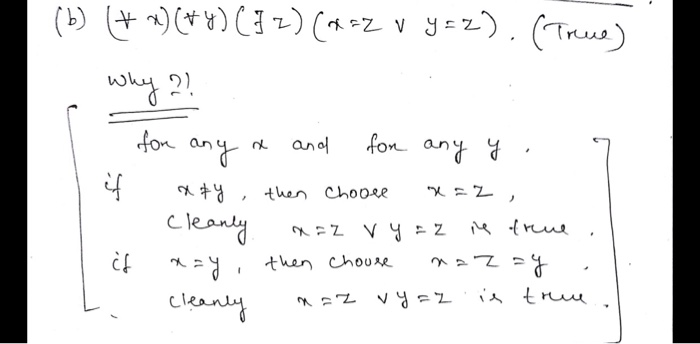 Solved if x is not equal to y, why choose x equals to z? | Chegg.com