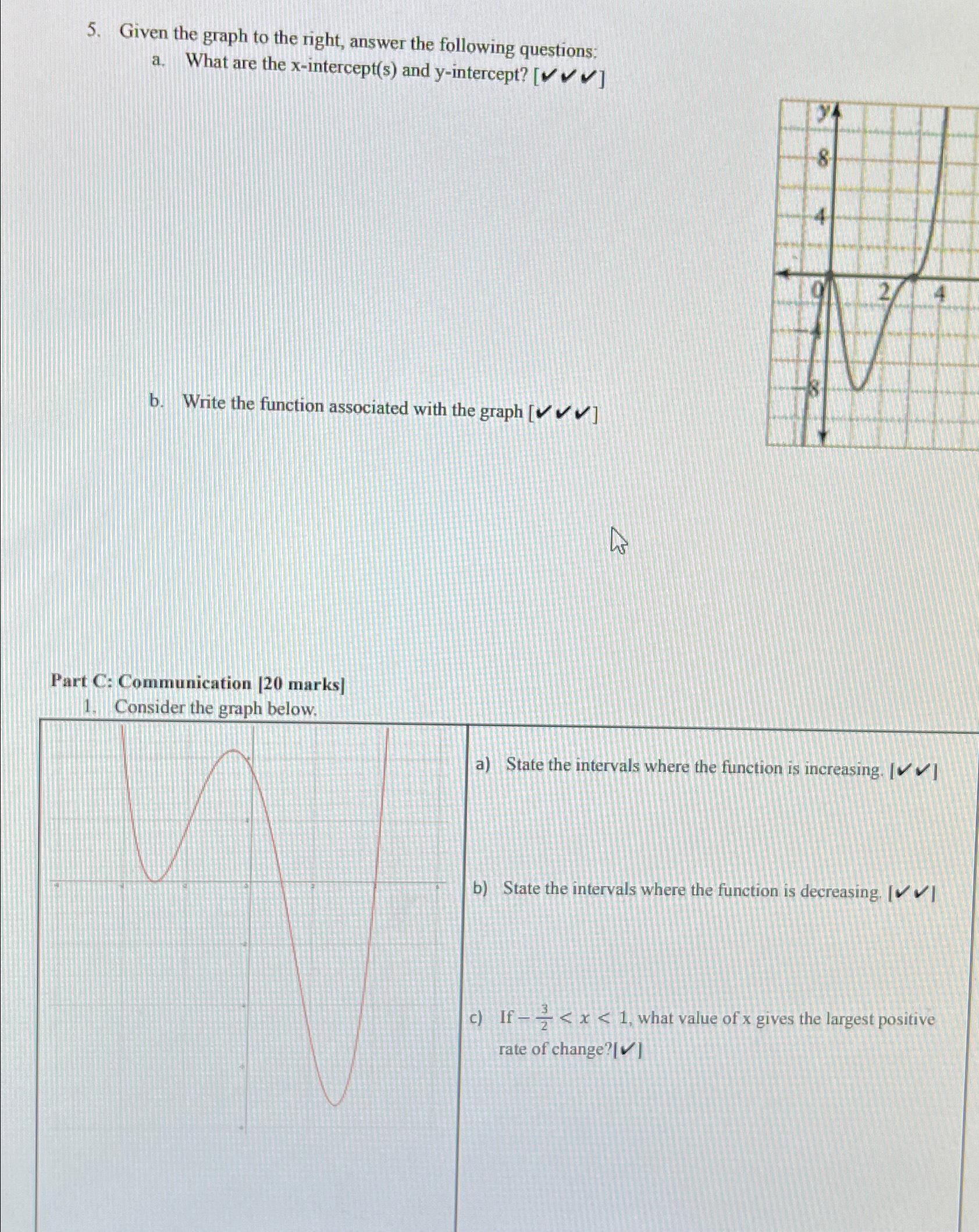 Solved Given the graph to the right, answer the following | Chegg.com